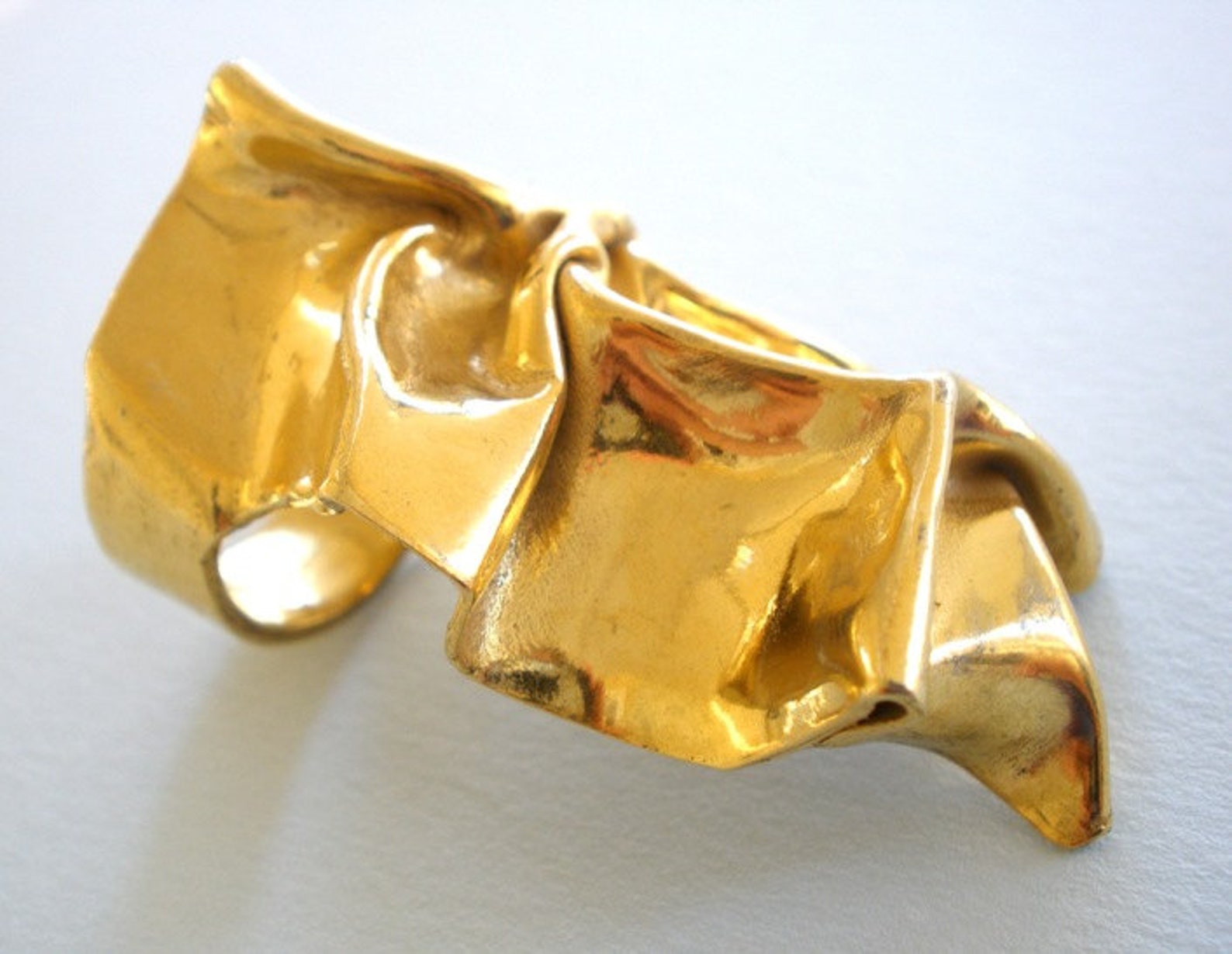 Gold Folding Ring Sculptured Ring Gold Plated Folding Ring | Etsy