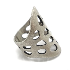 Big Silver Ring, Cutout Ring, Minimal - Etsy