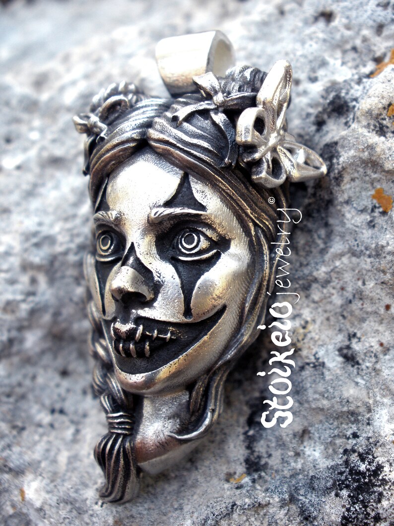 Spooky Pendant Sterling Silver Necklace Horror Jewelry | Etsy