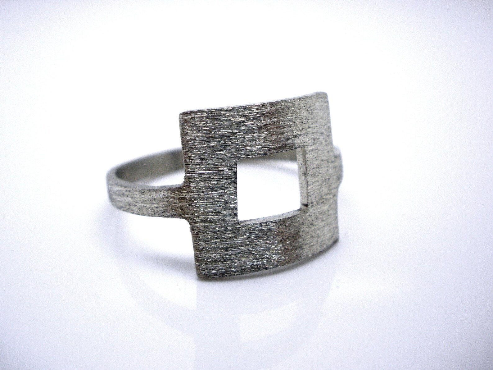 Anillo cuadrado abierto anillo geométrico hecho a mano | Etsy