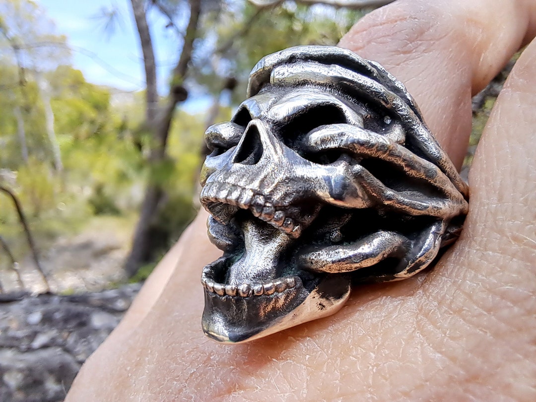 Massive Sterling Silver Skeleton Skull Ring: Horror Jewelry - Etsy