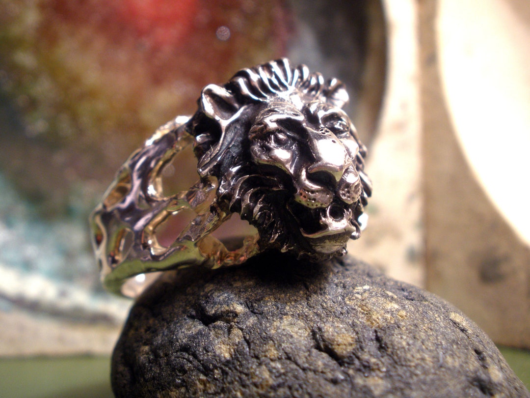 Handmade Sterling Silver Lion Head Ring - Sculptured Gothic Design - Etsy