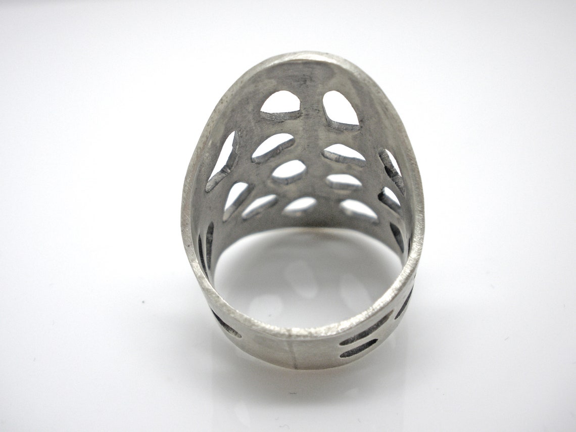 Big Silver Ring Cutout Ring Minimal - Etsy