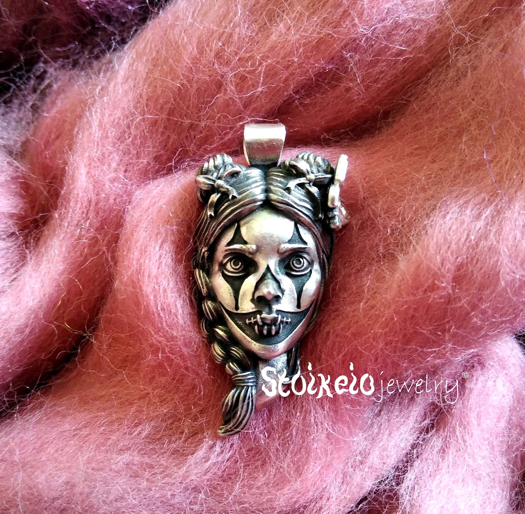 Spooky Pendant, Sterling Silver Necklace, Horror Jewelry, Sugar Skull ...