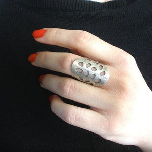 Big Silver Ring, Cutout Ring, Minimal - Etsy