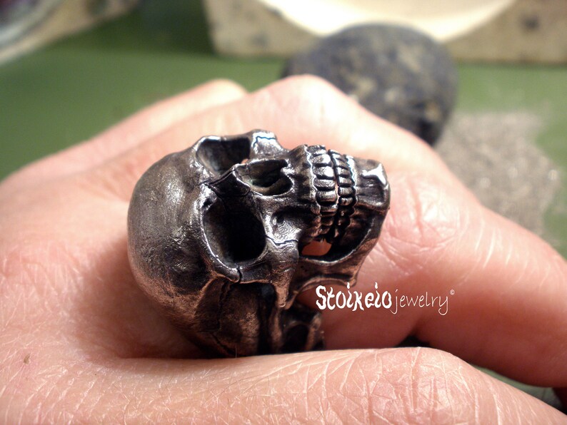 Skull Ring Solid Sterling Silver 925 Anatomical Skull | Etsy