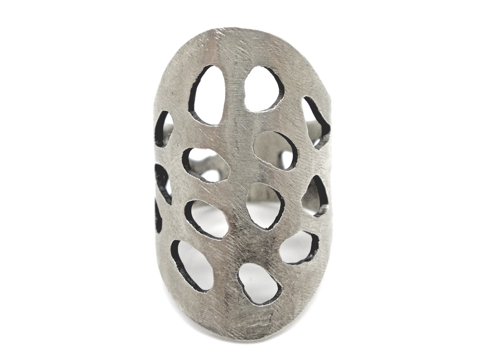 Big Silver Ring Cutout Ring Minimal - Etsy