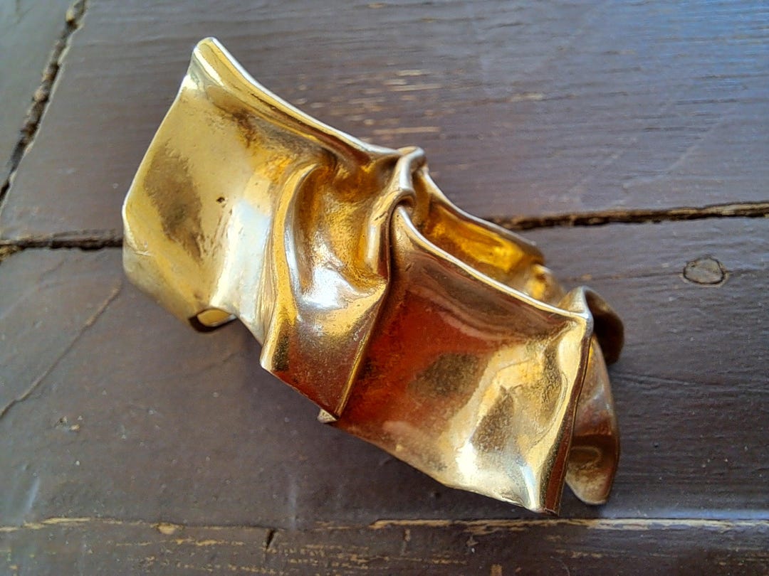 Gold Folding Ring, Sculptured Ring, Gold Plated Folding Ring, One of a ...