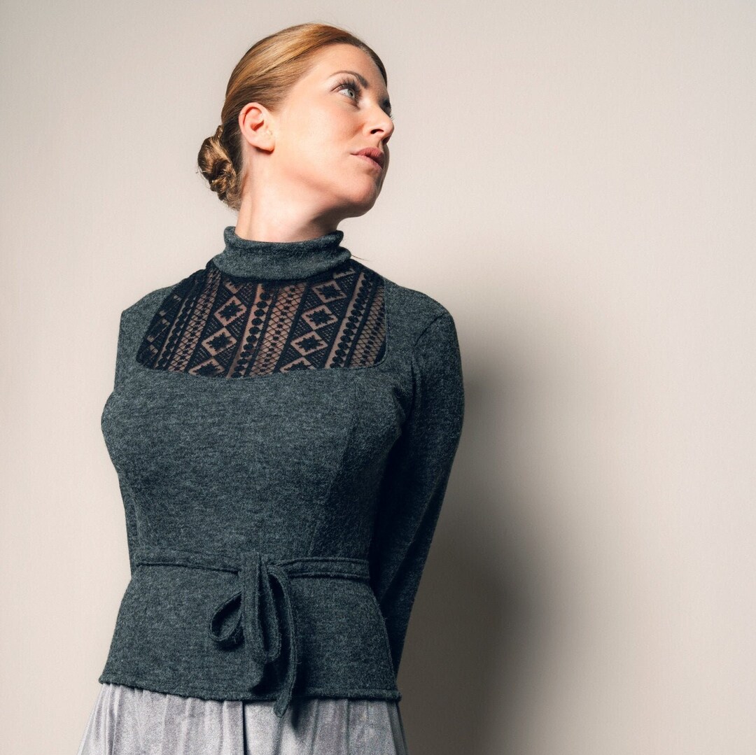 Sweater LILOU Figure-hugging Angora Jersey Ladies Top With - Etsy