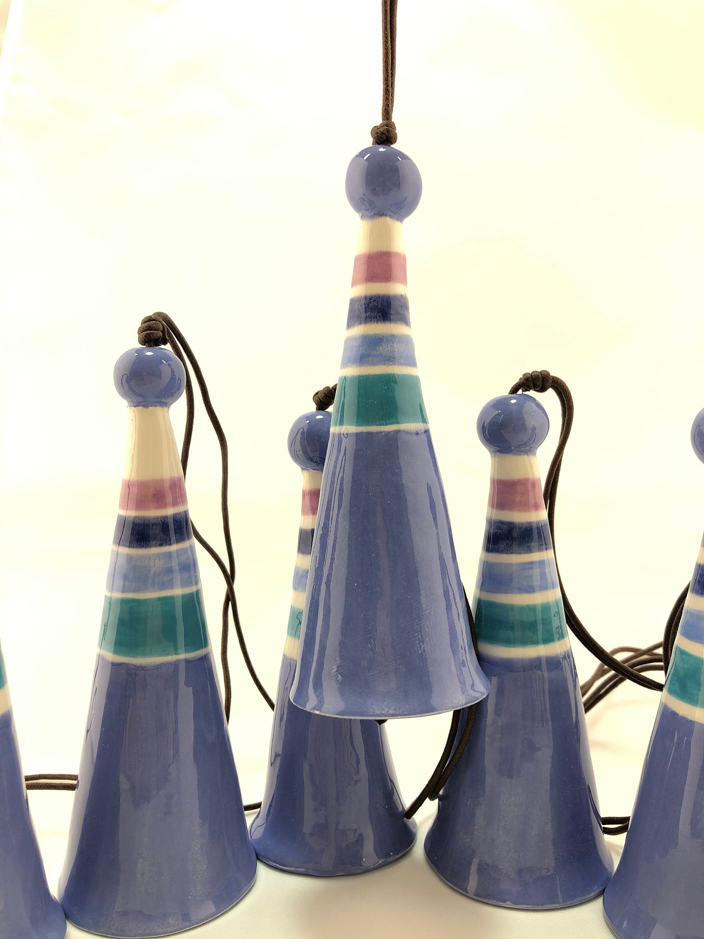 Blue Stripy Ceramic Bell /hanging Bell / Handmade Christmas Present ...