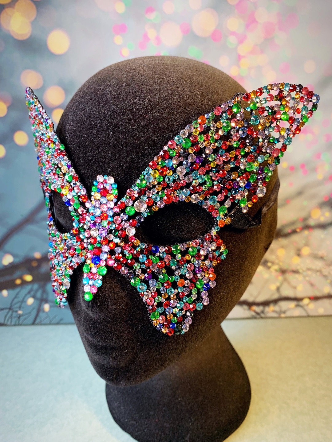 Butterfly Masquerade Mask - Rainbow Multi-coloured- Fancy Dress Hen ...