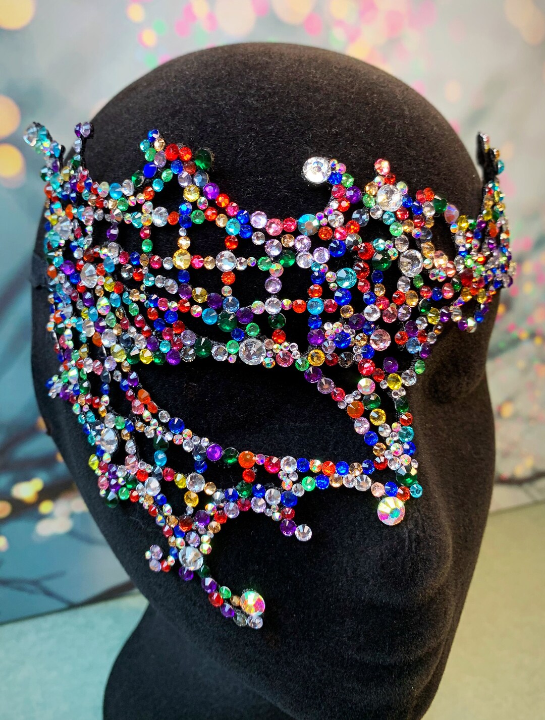 Pirate Masquerade Mask - Rainbow AB Clear Red - Pearl Crystal - Costume ...