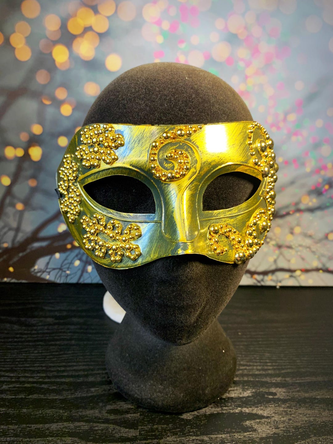 Goddess Queen Masquerade Mask Gold Half Pearls Crystal Halloween Fancy ...