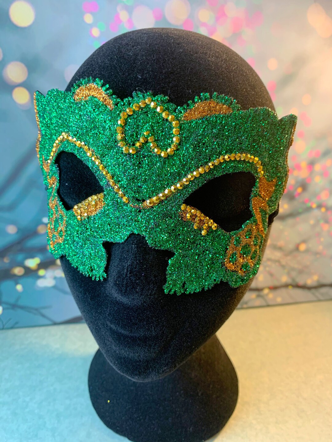 Masquerade Mask - Cute Monster Swamp Thing Alien Pumpkin Green Gold ...