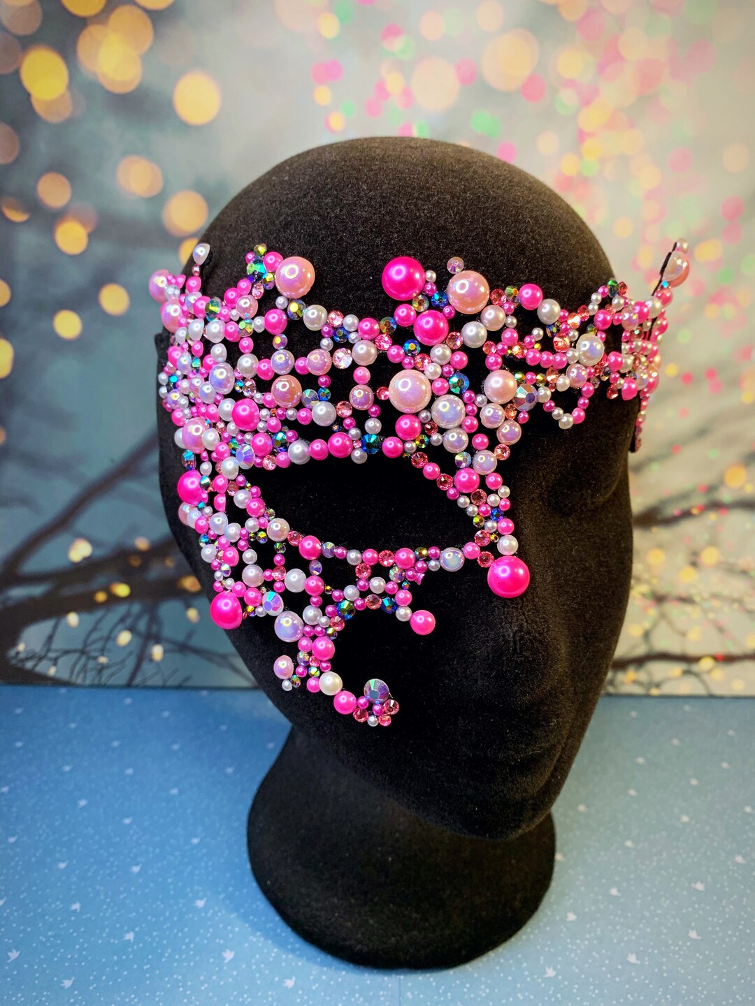 Pearl Pirate Masquerade Mask Turquoise Green White Pink AB Crystal Prom ...