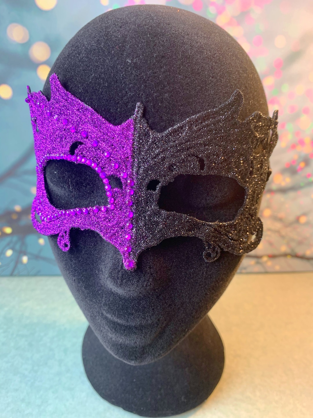 Venetian Masquerade Mask - Harlequin Glitter Gems Red Green Purple Pink ...