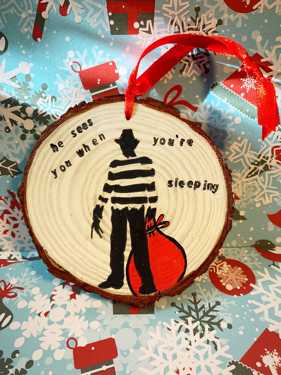 Movie Serial Killer Christmas Hand Painted Wood Slice Hanging ...