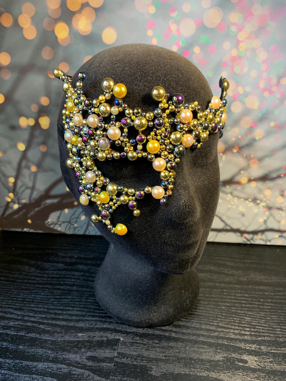 Pirate Masquerade Mask Phantom Gold AB Volcano Pink Blue Rainbow Pastel ...