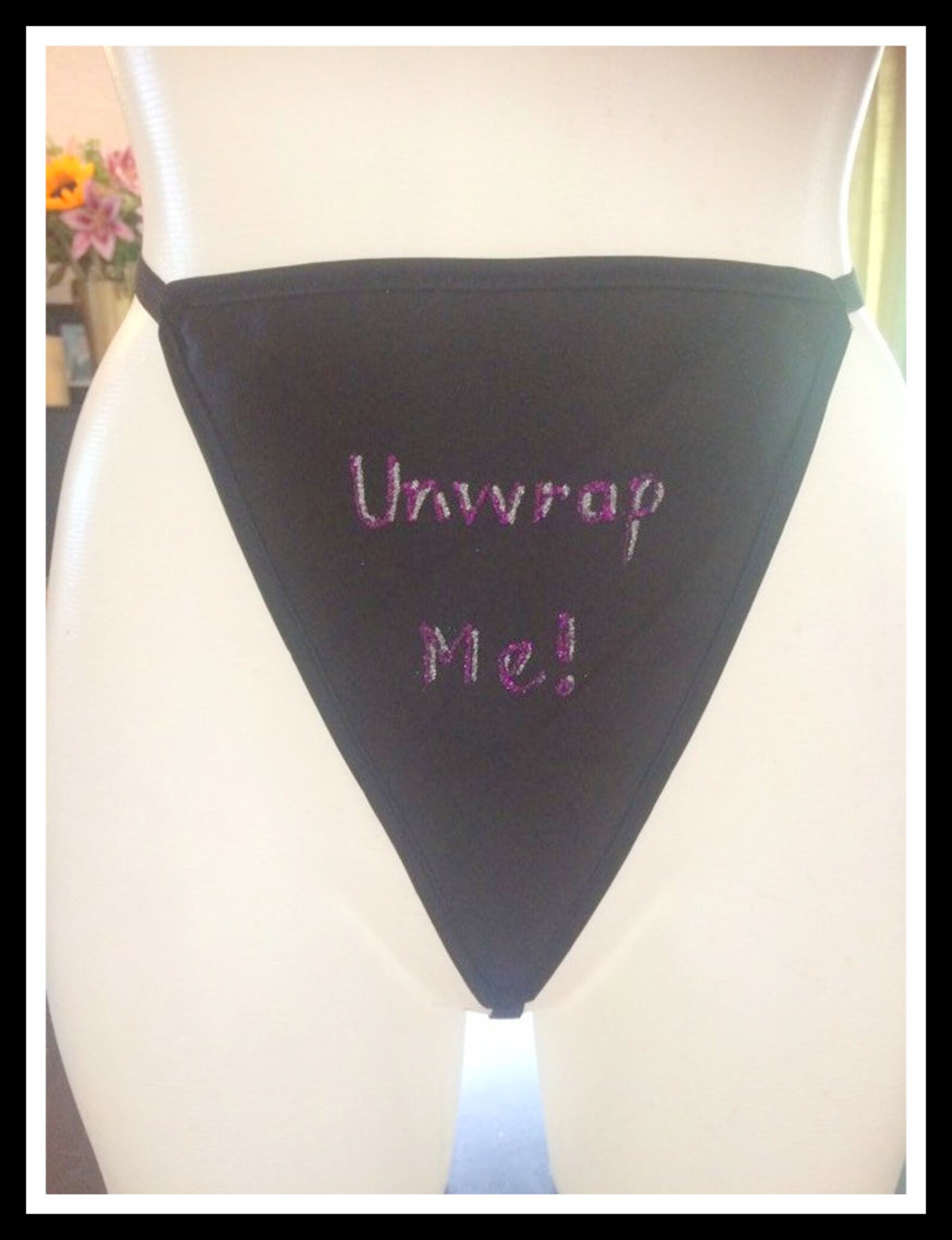 Sexy Fun Novelty T Thong Unwrap Me Glitter Detail Etsy