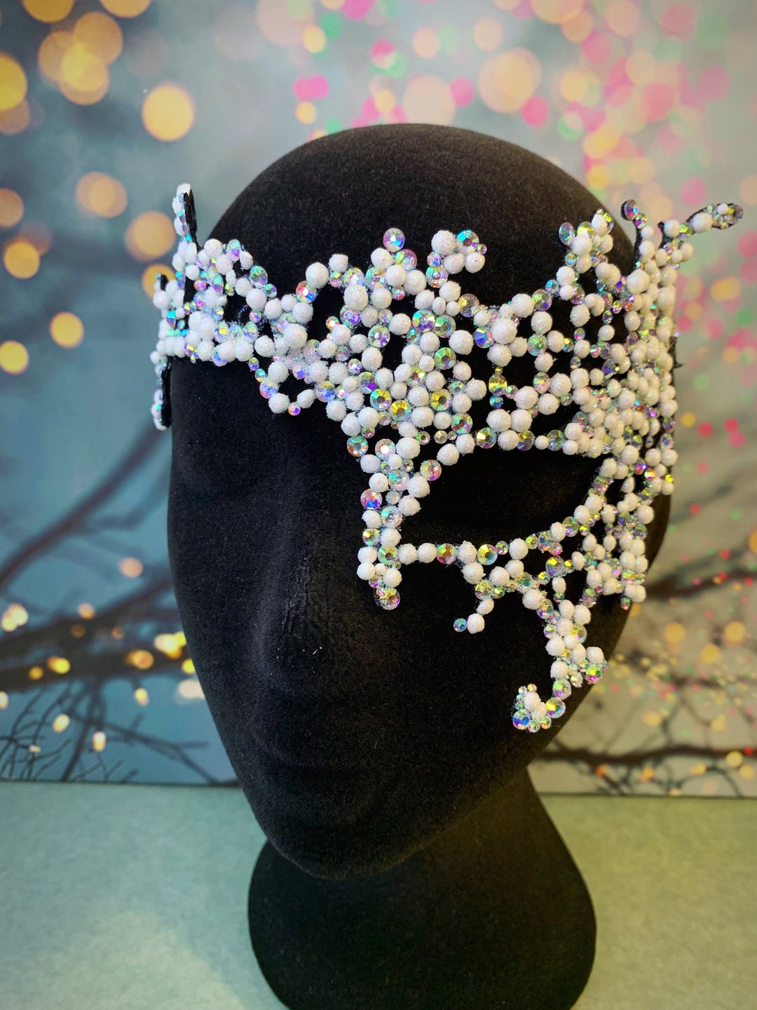 Pirate Masquerade Mask Snow Queen White AB Clear Costume Halloween ...