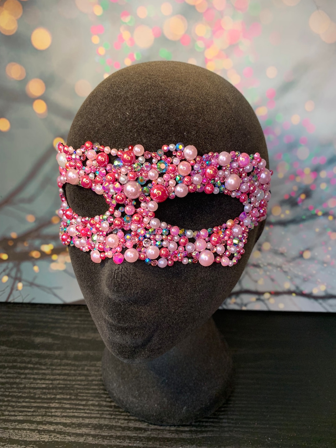 Masquerade Mask - Pearl & Crystal- Princess Queen Burlesque -pink Gold ...