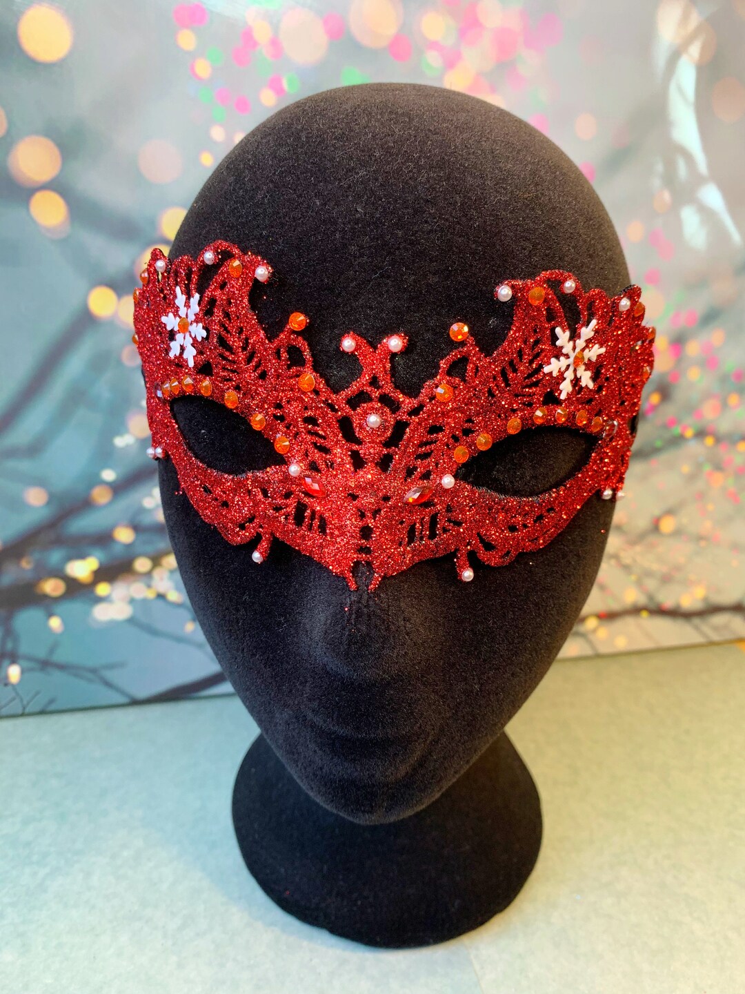 Christmas Masquerade Mask - Snowflake & Pearl Christmas Angel Winter ...