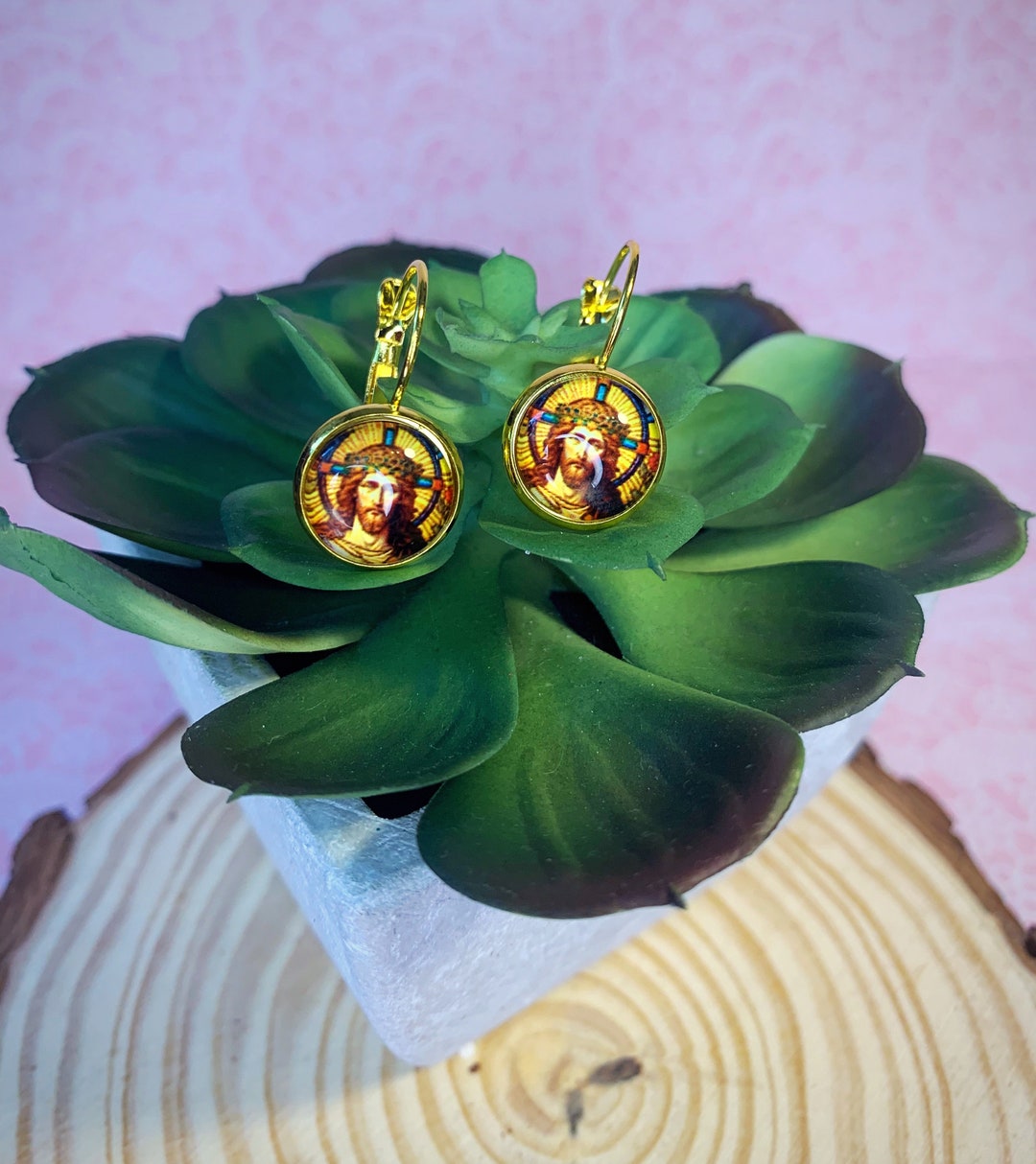 Jesus Christ Religious Image Dangle Drop Earrings - Christmas Easter ...