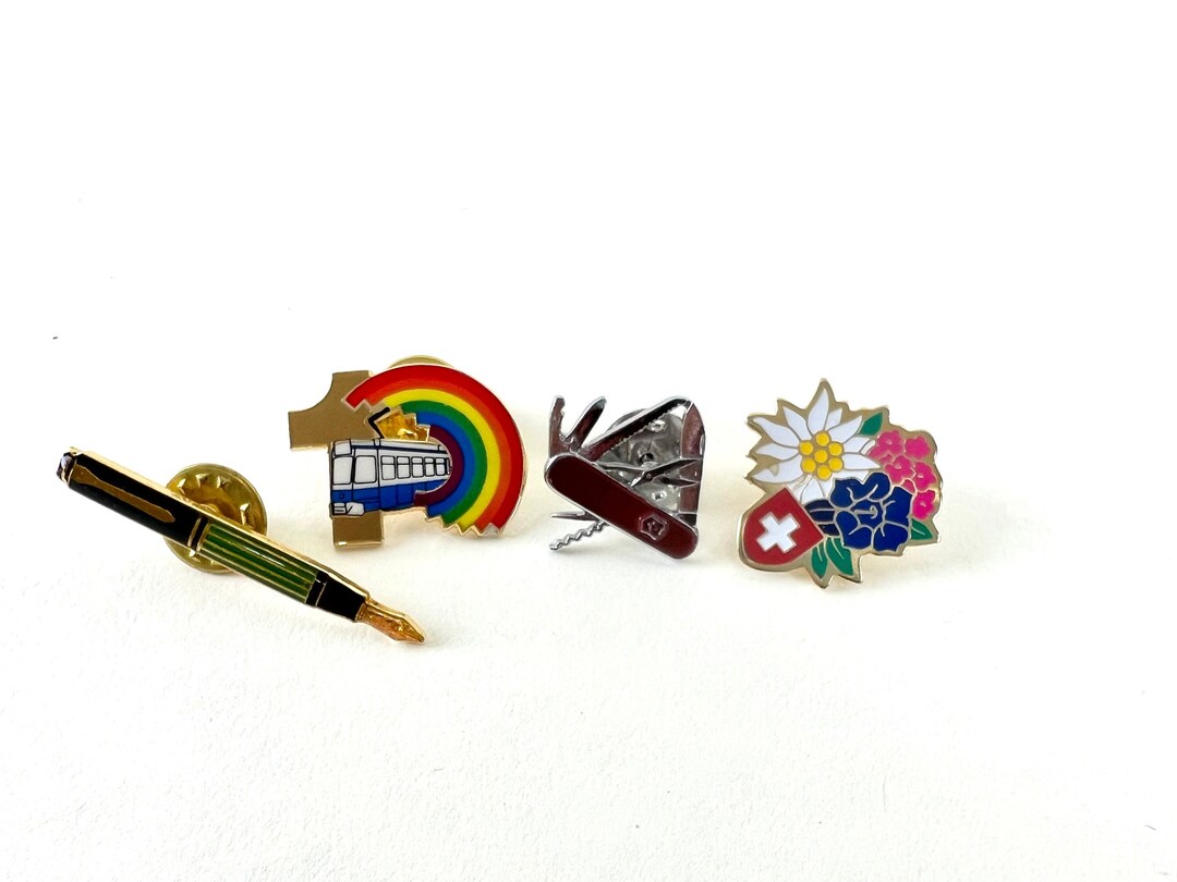 Vintage Enamel Swiss Pins Switzerland Souvenirs Pins Swiss - Etsy