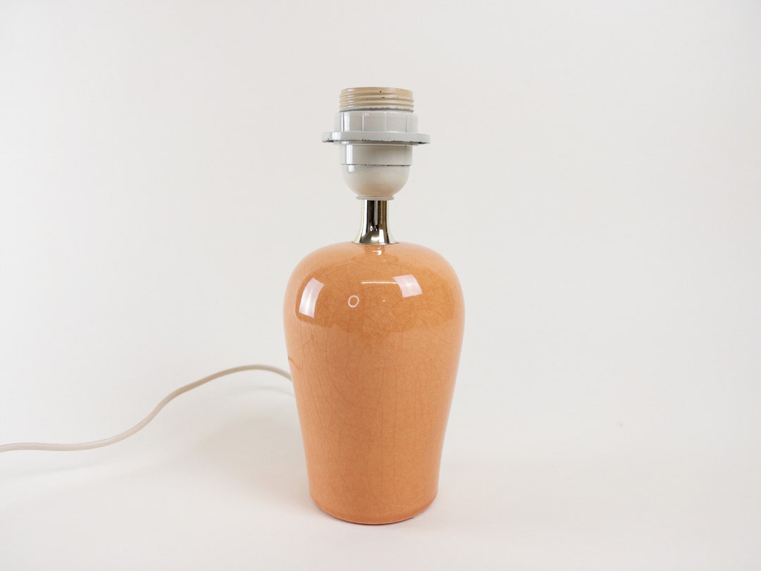 Peach Ceramic Lamp Base - Pink Peach Crackle Glaze Ceramic Lamp Base by ...