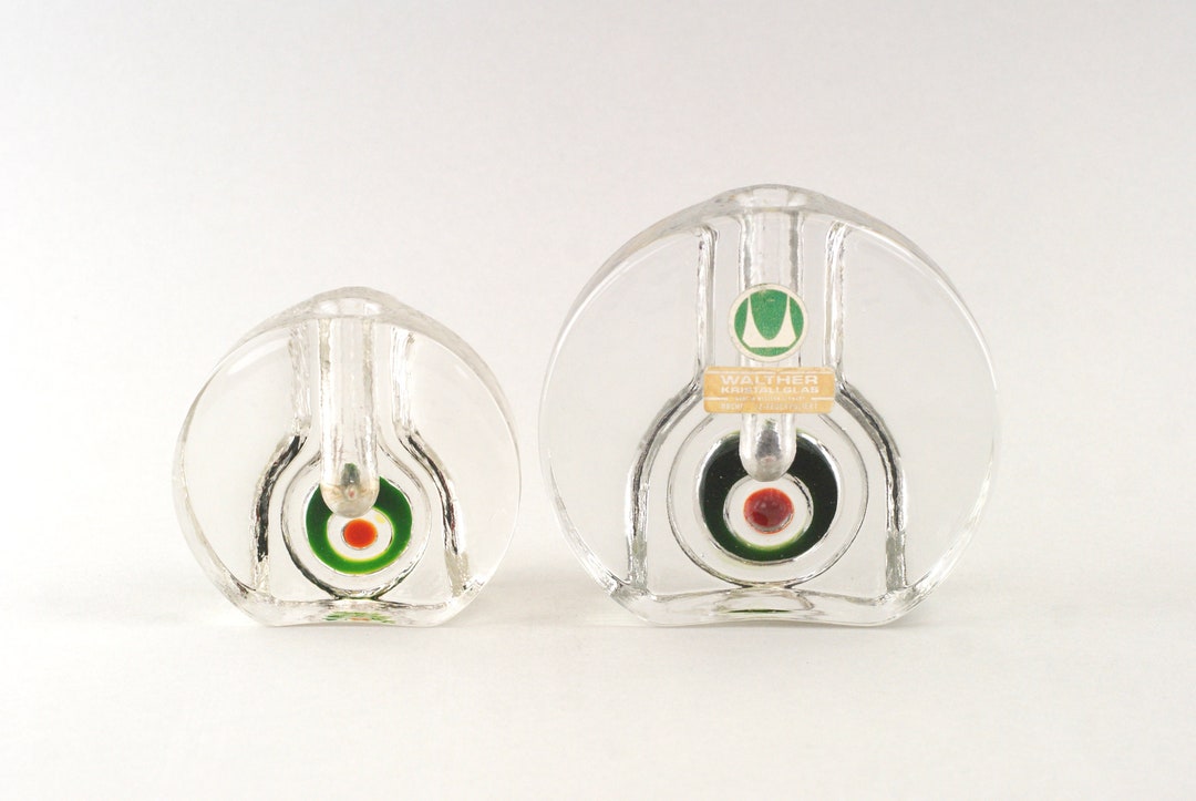 Walther Glass Wheel Vases - Pair of 1960s Wheel Solifleur Glass Vases ...