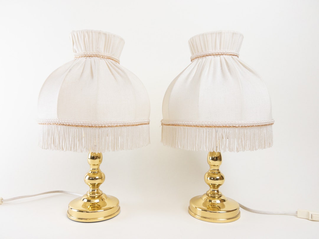 Gold Table Lamps With Fringed Lampshades by Neweba of - Etsy