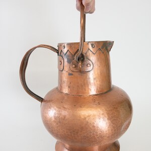 Copper Water Pitcher - Large Copper Antique Jug With Handle - Made in ...
