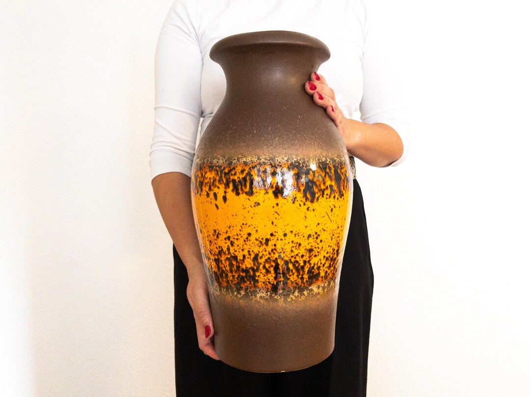 XL Scheurich Floor Vase: Retro Orange Brown West German Pottery - Etsy
