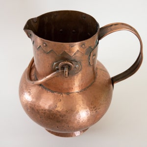 Copper Water Pitcher - Large Copper Antique Jug With Handle - Made in ...