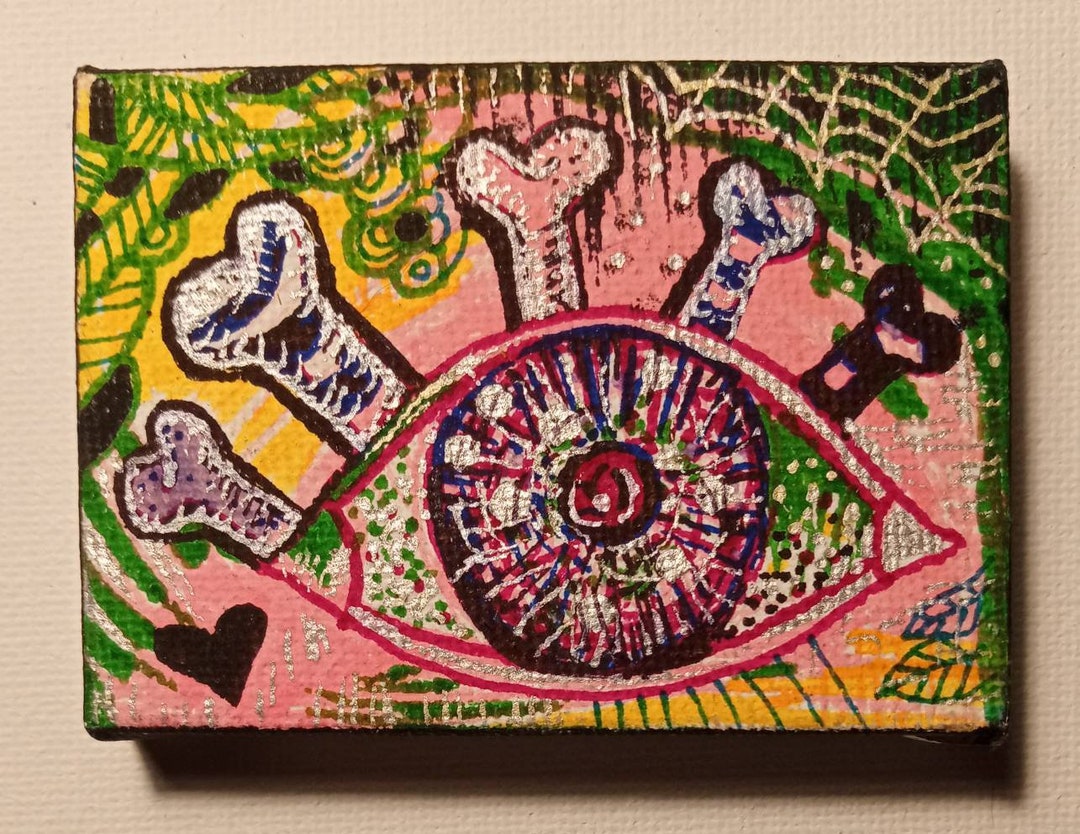 New Creepy Cute Gothic Psychedelic Eye Paintingminiature - Etsy