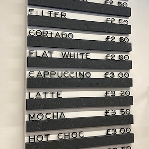 Letters for Menu Board, Letter Rails, Interchangable, Black/white 3mm ...