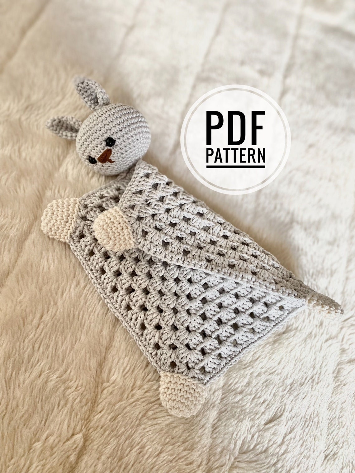 Crochet PDF Pattern in English Comforter Rabbit Lovey Toy - Etsy