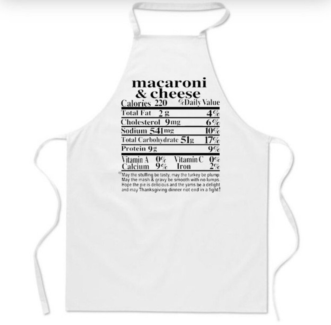 Holiday Nutrition Label Apron Food Ingredients Macaroni & Cheese - Etsy
