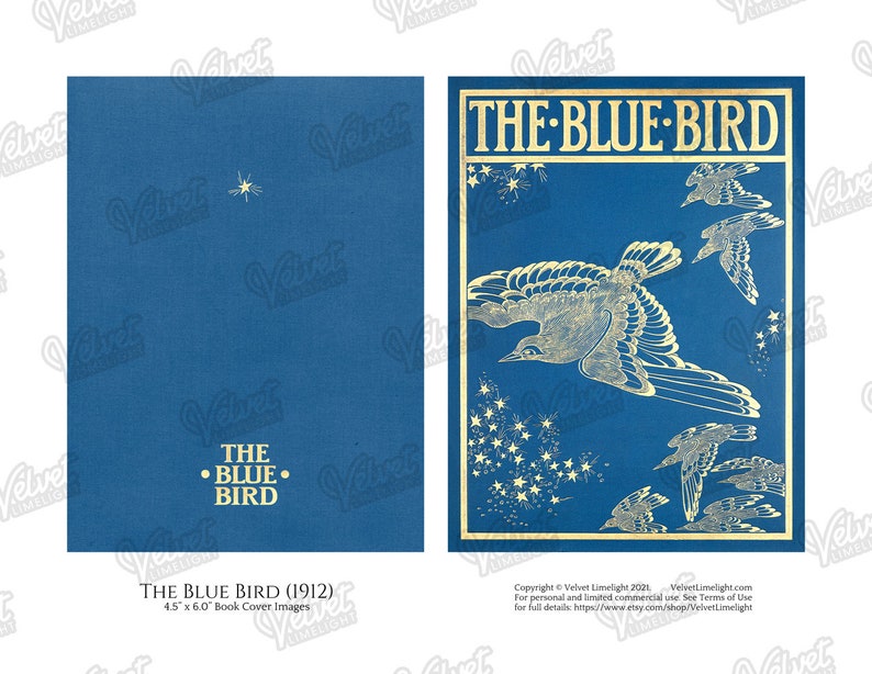 THE BLUE BIRD (1912) Vintage Printable Book Cover Images, Theatre Play ...