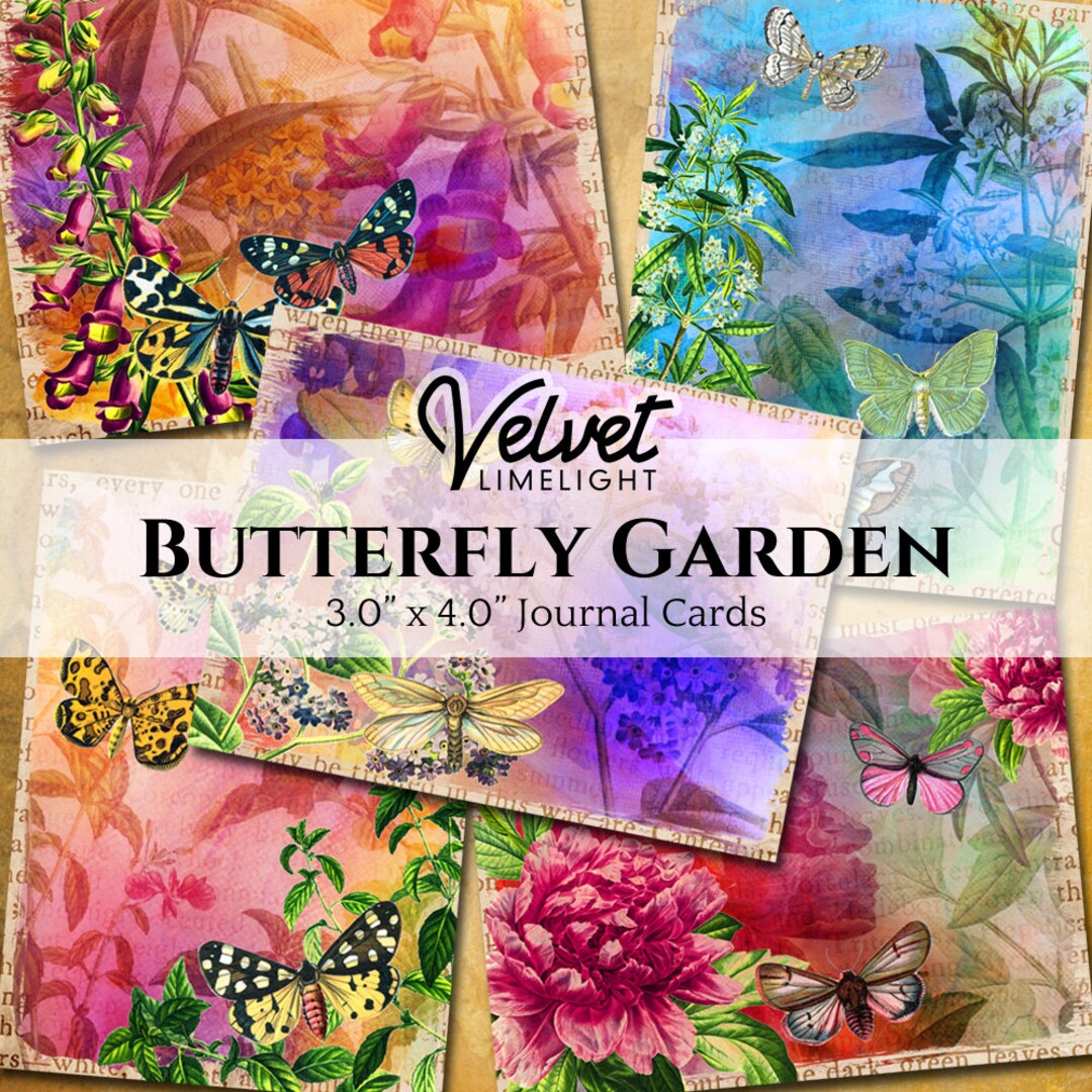 BUTTERFLY GARDEN Journal Cards, Digital Download, Printable Ephemera ...