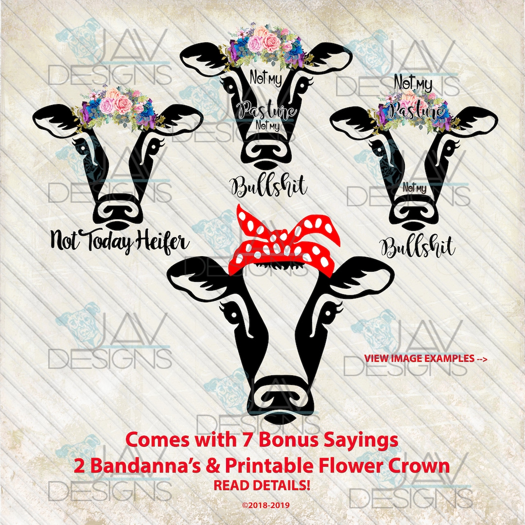 NEW - Not Today Heifer Cow ©sadie Rosie the Riveter SVG, Bandanna Cow ...