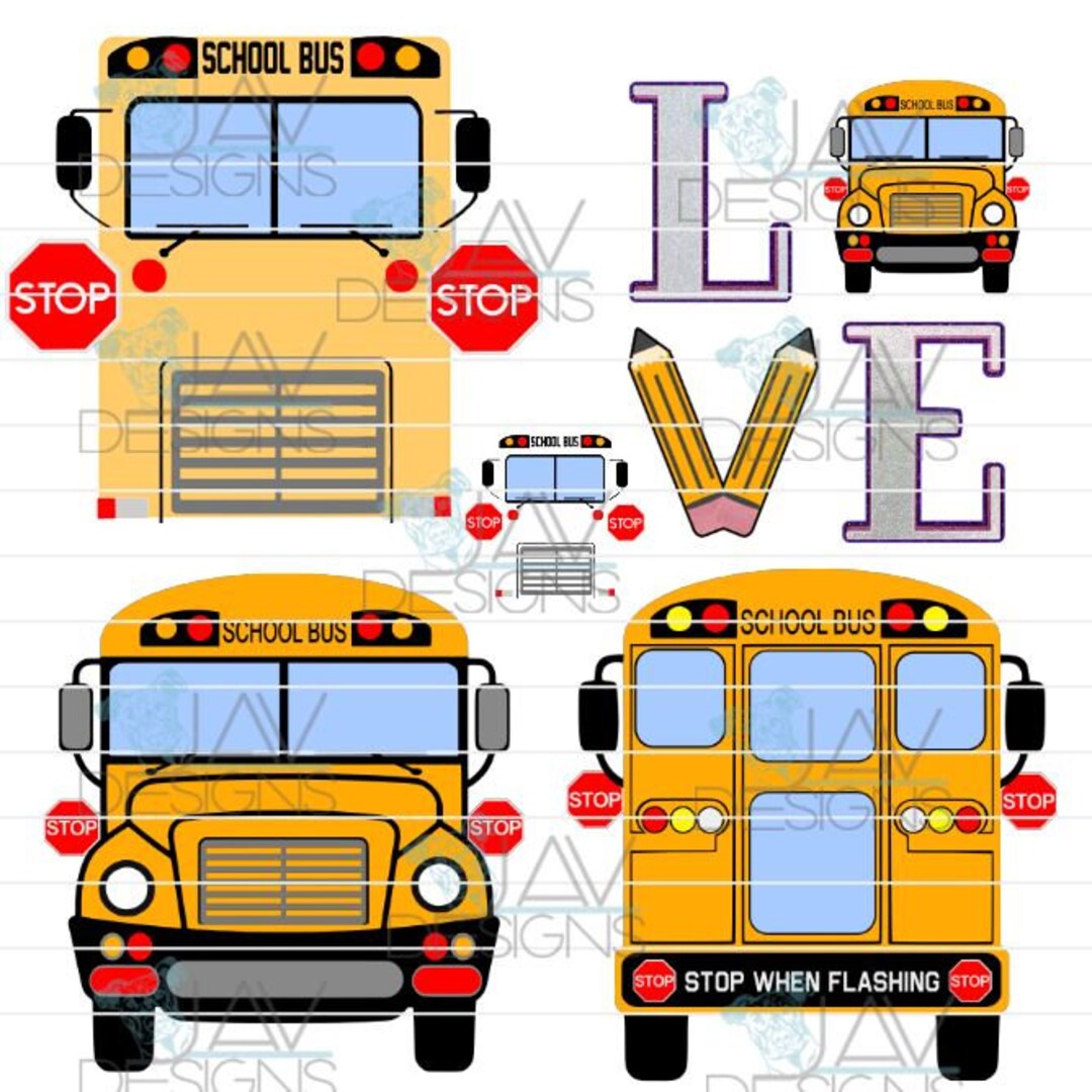 School Bus Driver -4 Designs for the Price on 1-©JAV Designs- Water ...