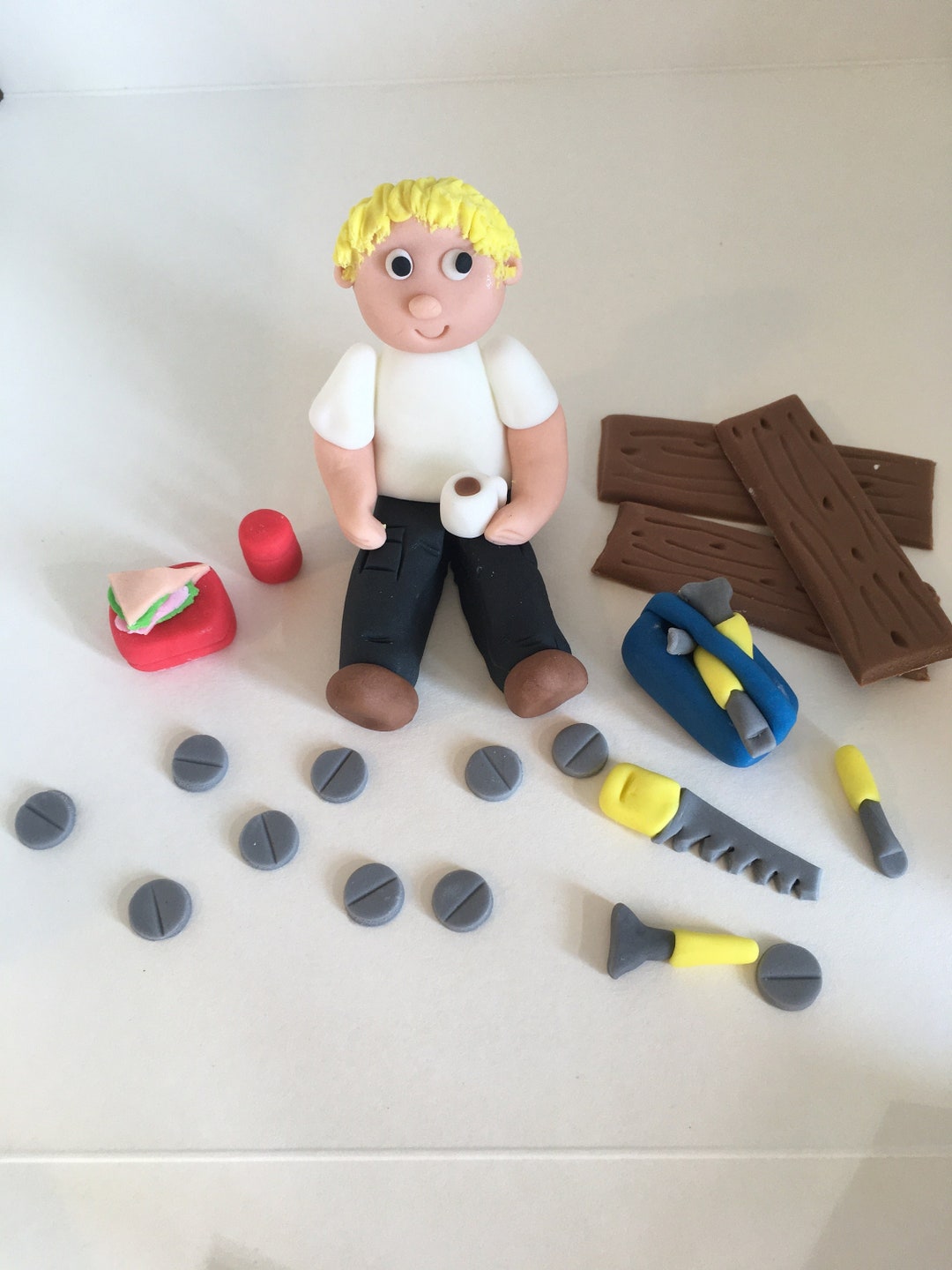 Joiner/ Builder/ Workman. Complete Set Handmade, Edible, Fondant, Cake ...