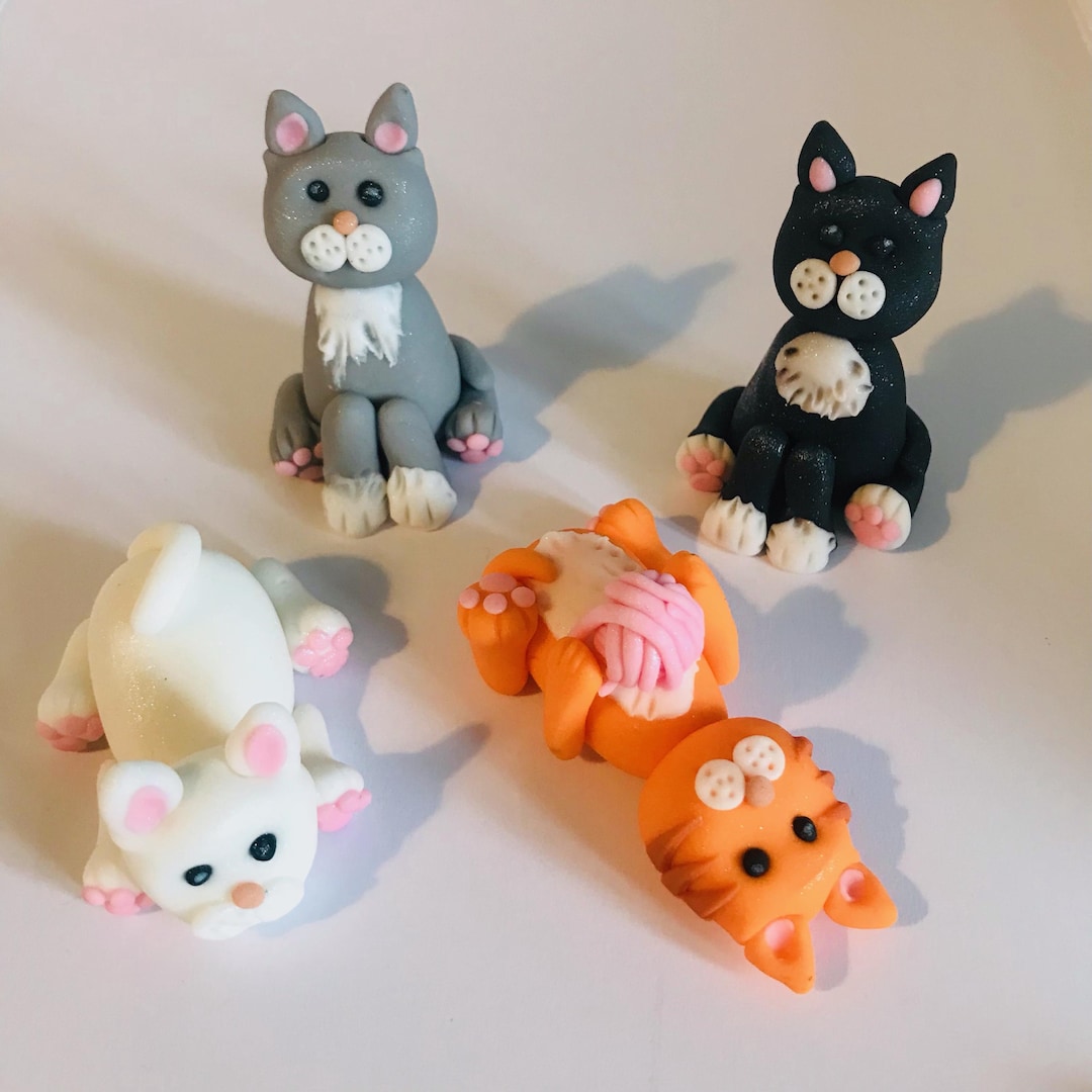 Cat Lovers Cake Topper. Full Set of 4 Cats. Handmade, Edible ...