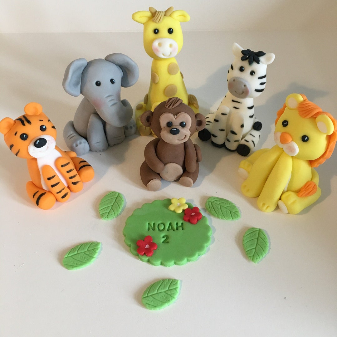 Jungle Animals, Zoo Animals, Set of 6, Handmade, Personalised, Edible ...