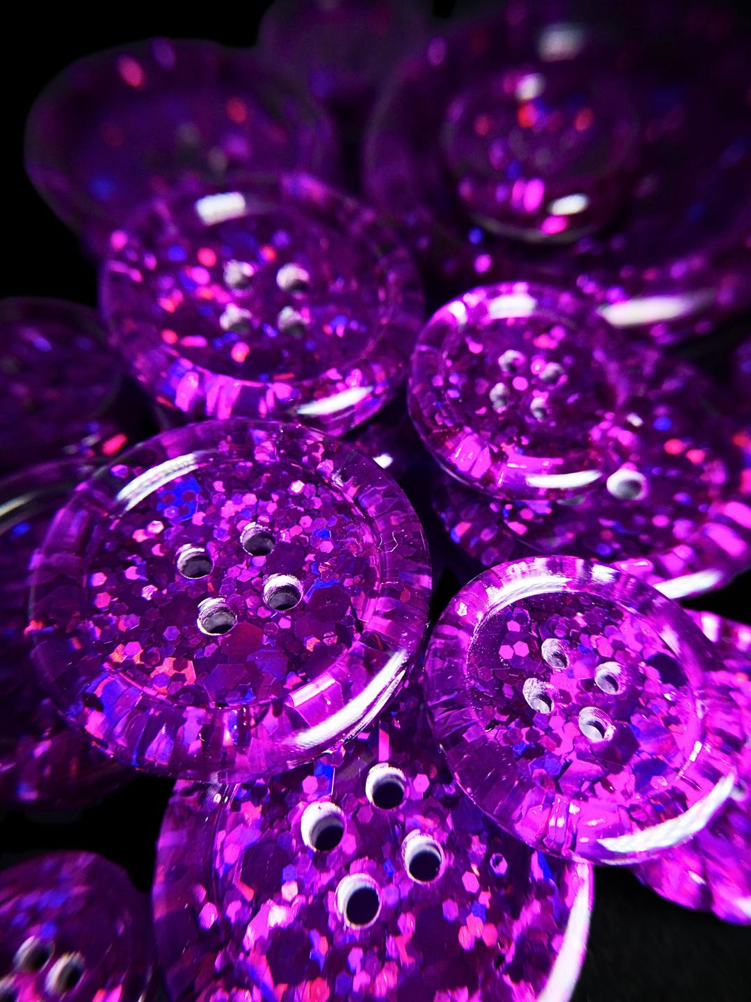 The Purple Reign Button - Handmade Purple Holographic Glitter Dazzle ...