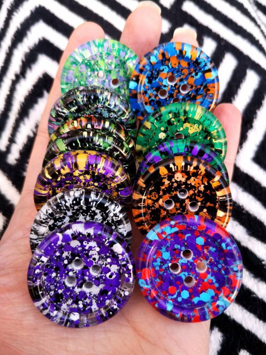 The Monster Mash Glitter BUTTON Set of 12 - Halloween - Goth - Horror ...