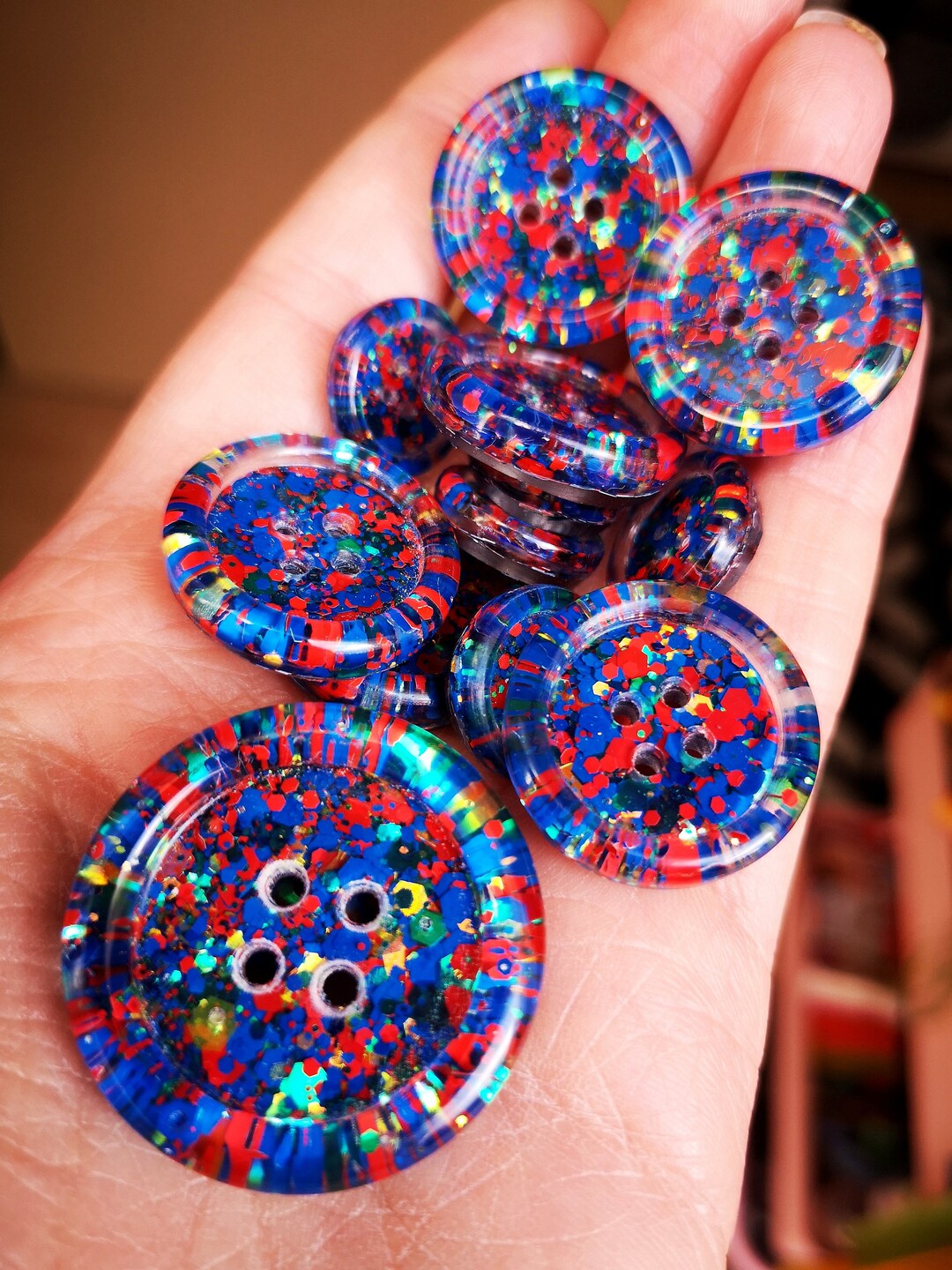 The Comic Strip Button - Pop Art - Red - Blue - Yellow - Iridescent ...