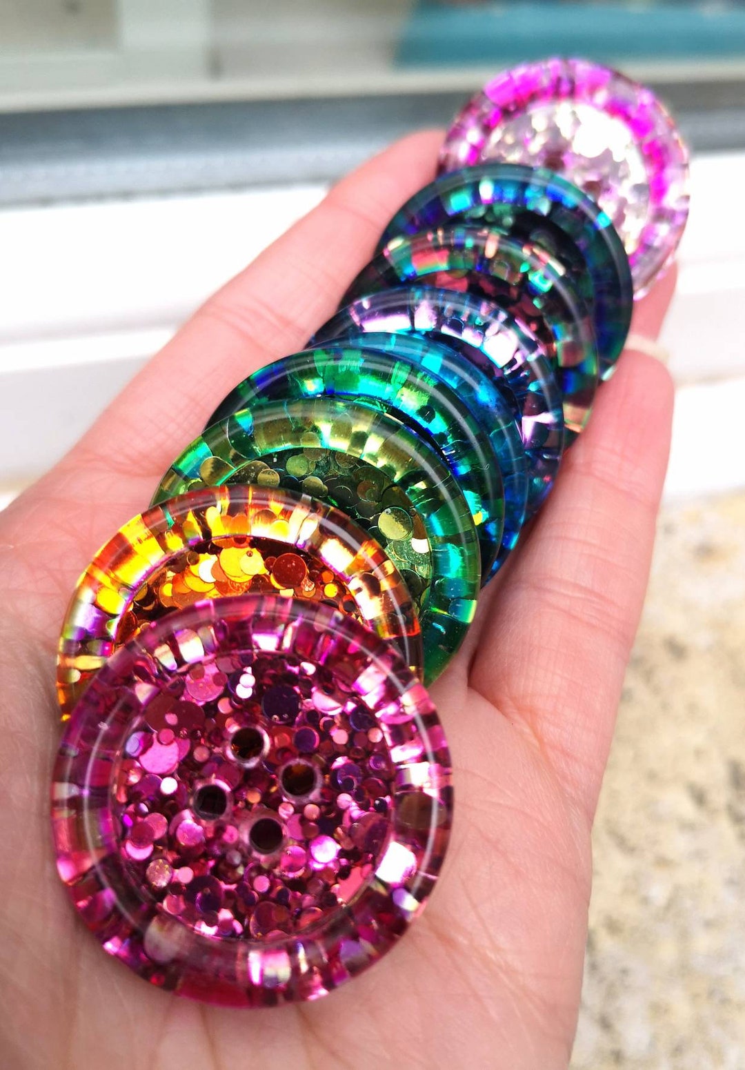 The One in A Vermilion BUTTON Set - Rainbow Jewel Magical Handmade ...