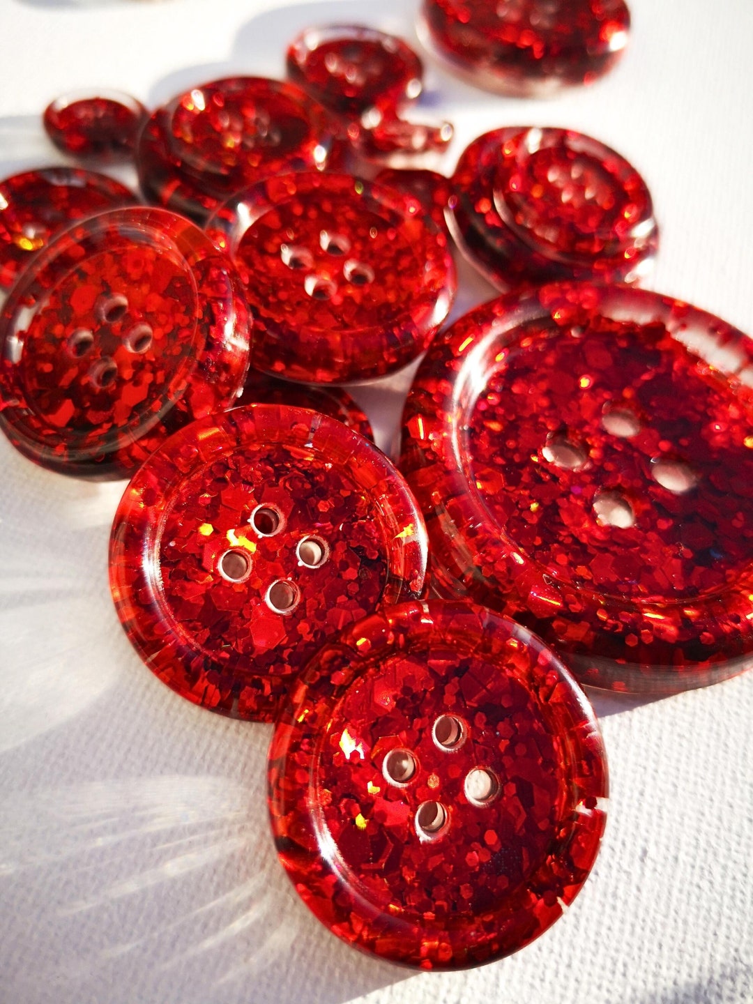 The Drop Red Gorgeous Button. Bright Retro Red Holographic Dazzle Firey ...